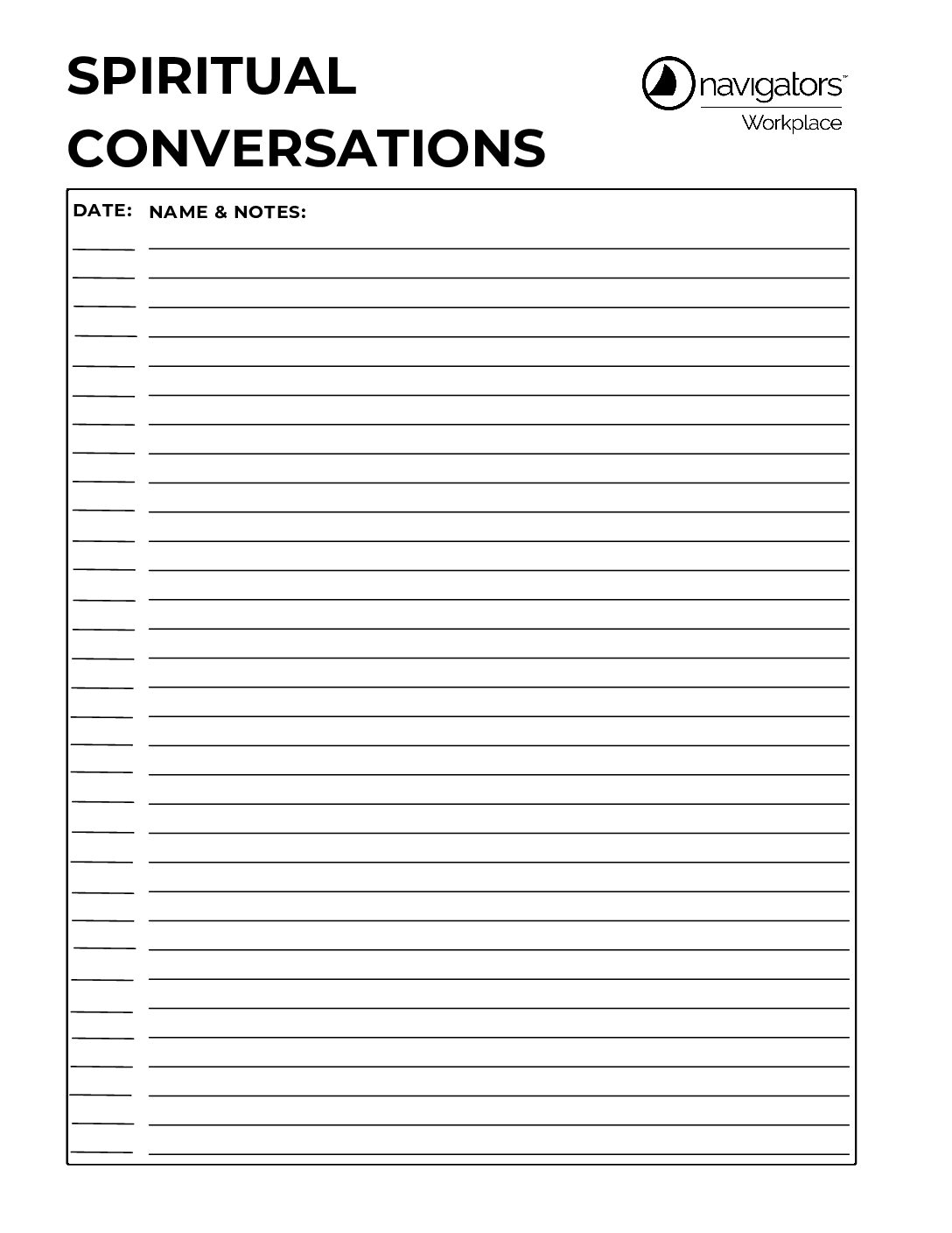Spiritual Conversations Tracker - Navigators Workplace
