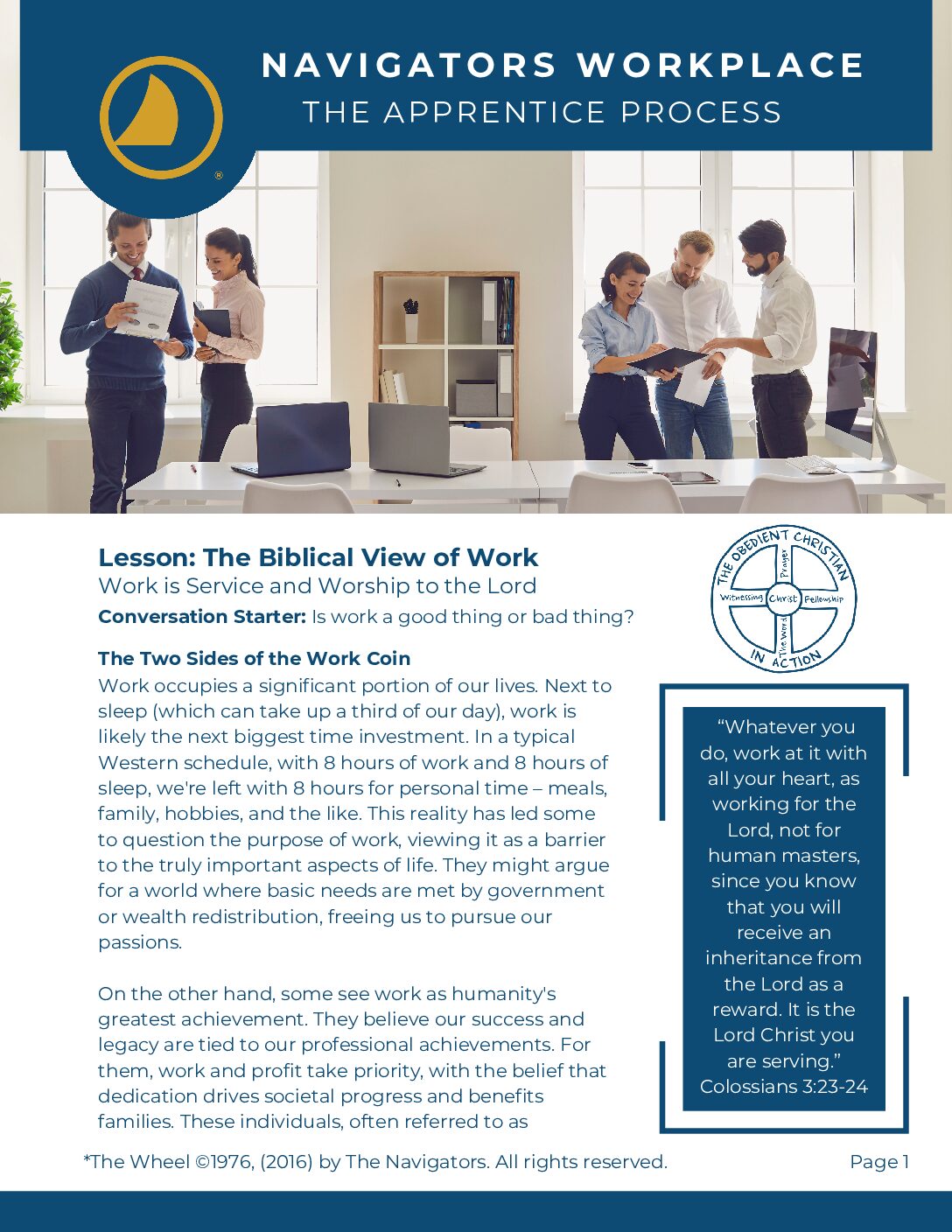 Lesson: The Biblical View of Work - Navigators Workplace