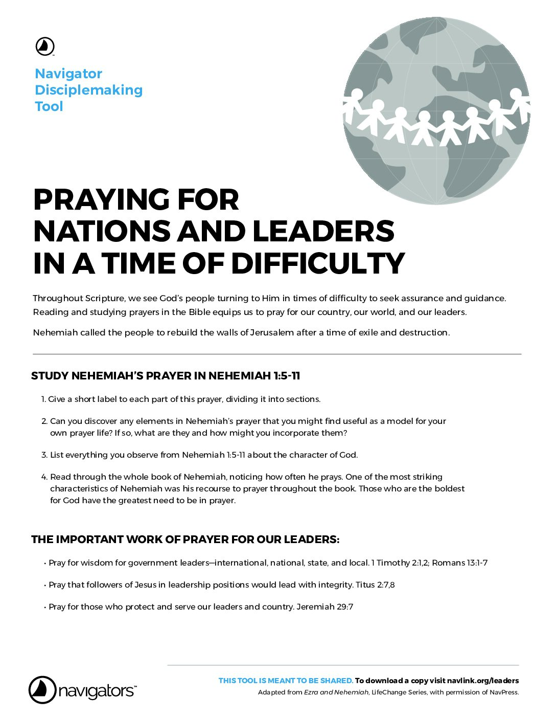 Praying for Nations and Leaders - Navigators Workplace