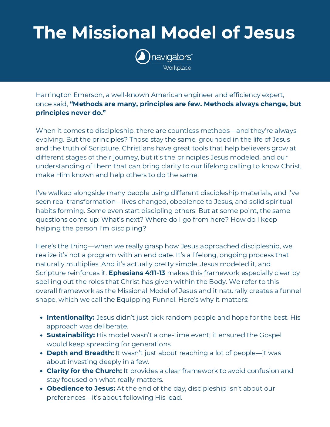 The Missional Model of Jesus - Navigators Workplace